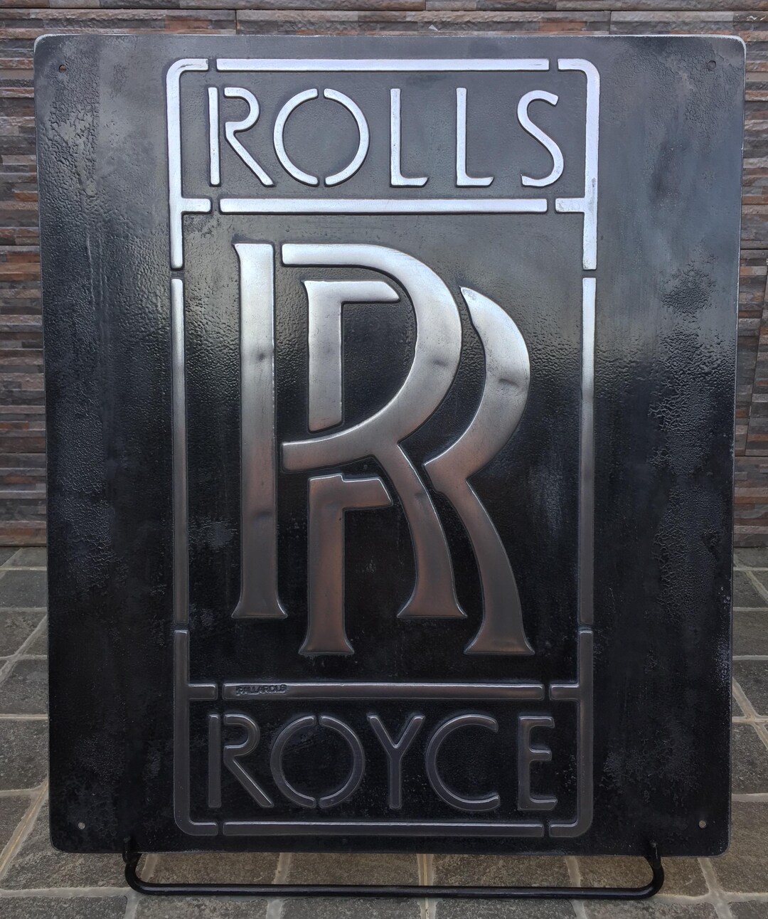 Rolls Royce Style Logo Metal Sign – Handmade Vintage Metal Relief Wall ...