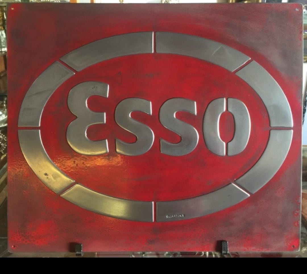 Vintage Esso Wall Sign – Handmade Cast Metal Plaque by Alejandro ...