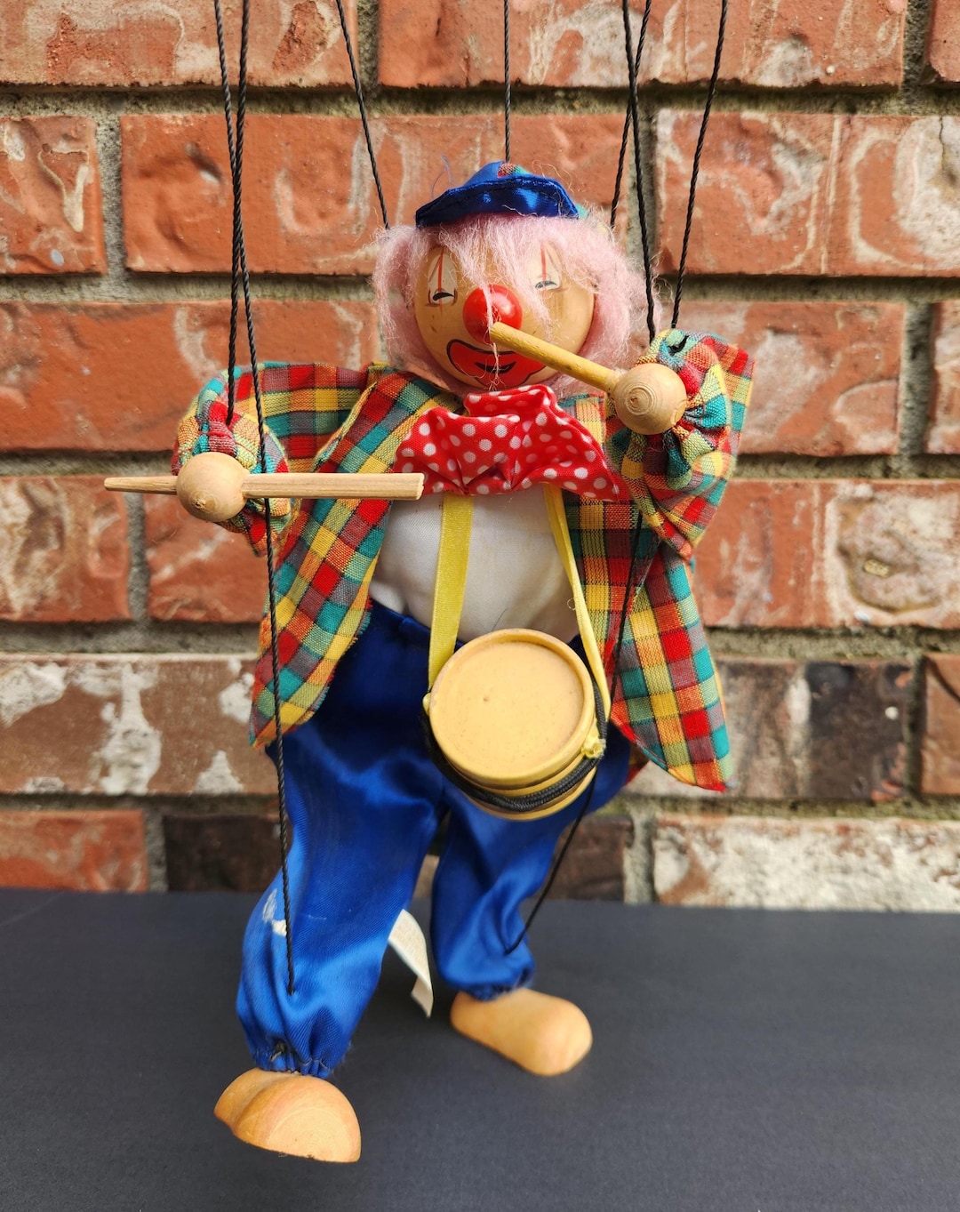 Vintage Clown Puppet With Drum - Etsy