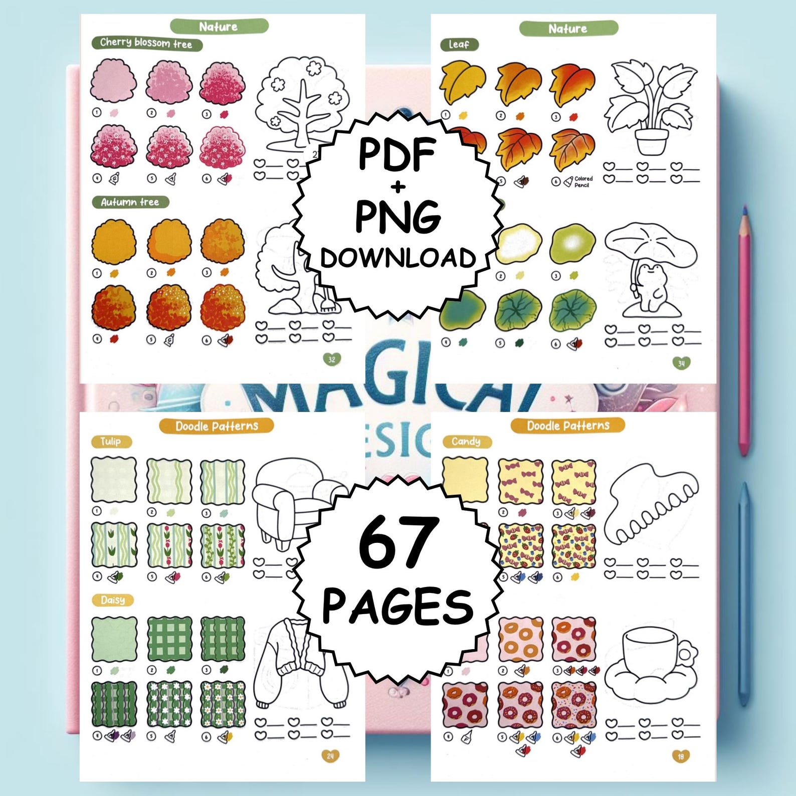 Coloring Book, How to Color Cute Stuff Vol2, Patterns Easy Eye-catching ...