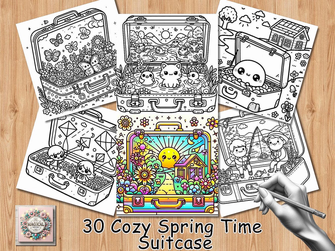Bold and Easy Coloring Pages, Cute Kawaii Spring Coloring Book, Cozy ...