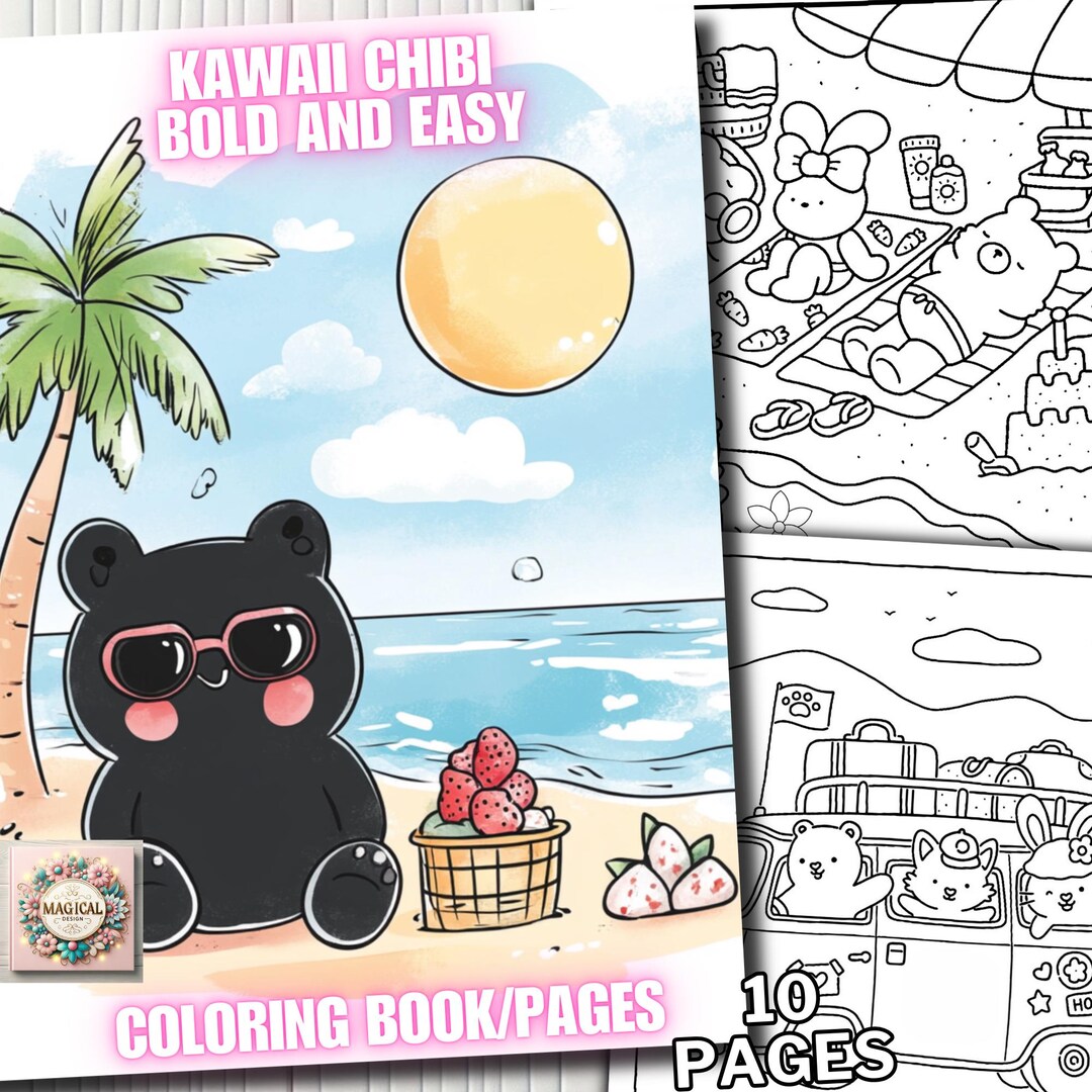 10 Bold and Easy Coloring Pages, Bold and Easy Coloring Book, Chibi ...