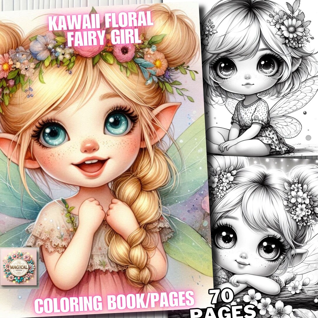 70 Modern Kawaii Floral Fairy Girl Coloring Pages, Anime Flower Elf ...