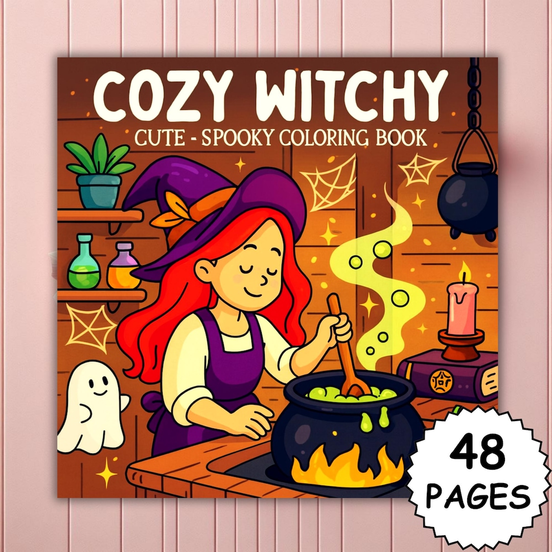 Cozy Witch Bold and Easy Coloring Book for Adults -48 Cute Magical ...