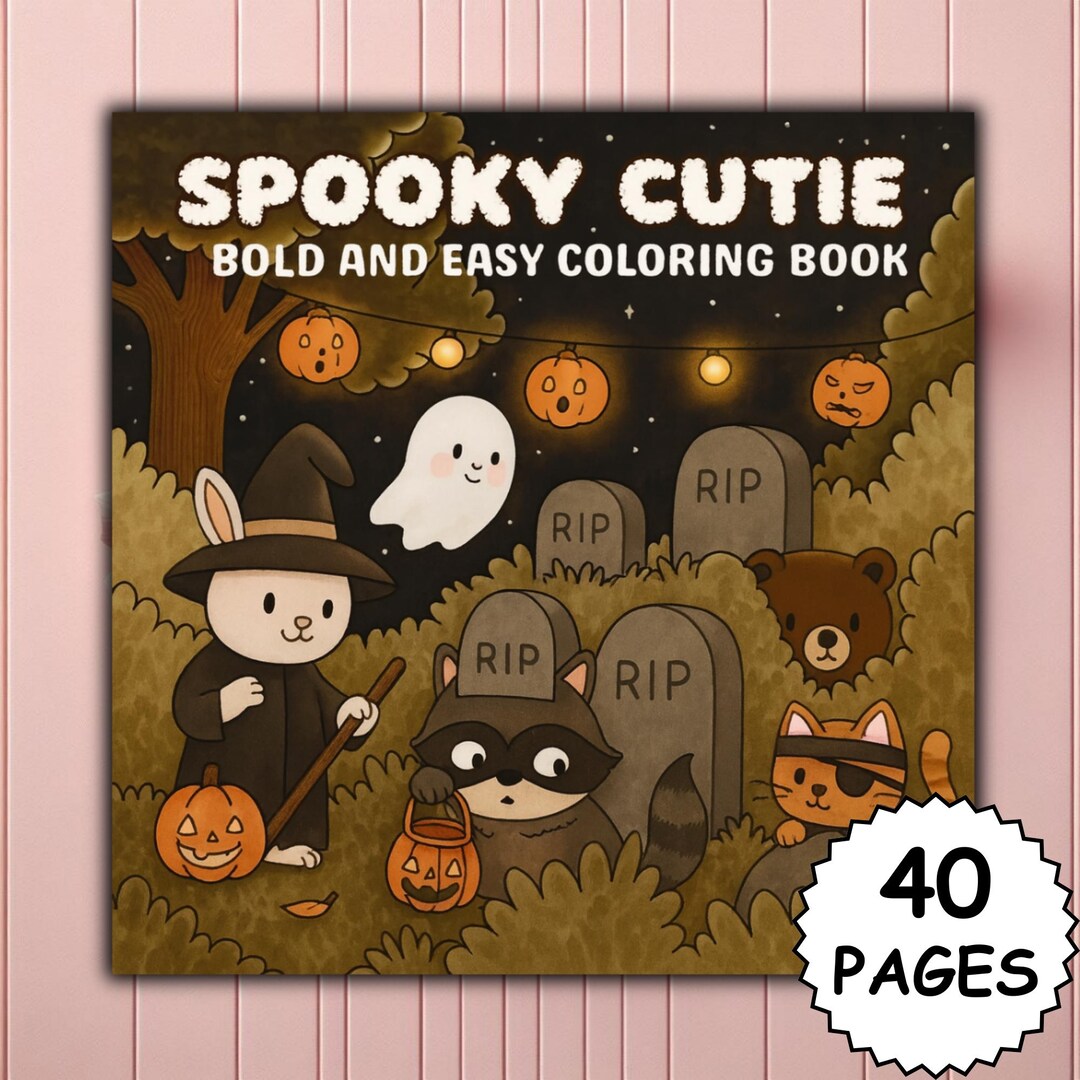 Spooky Cutie Bold and Easy Coloring Book PDF + PNG | Cute Halloween ...