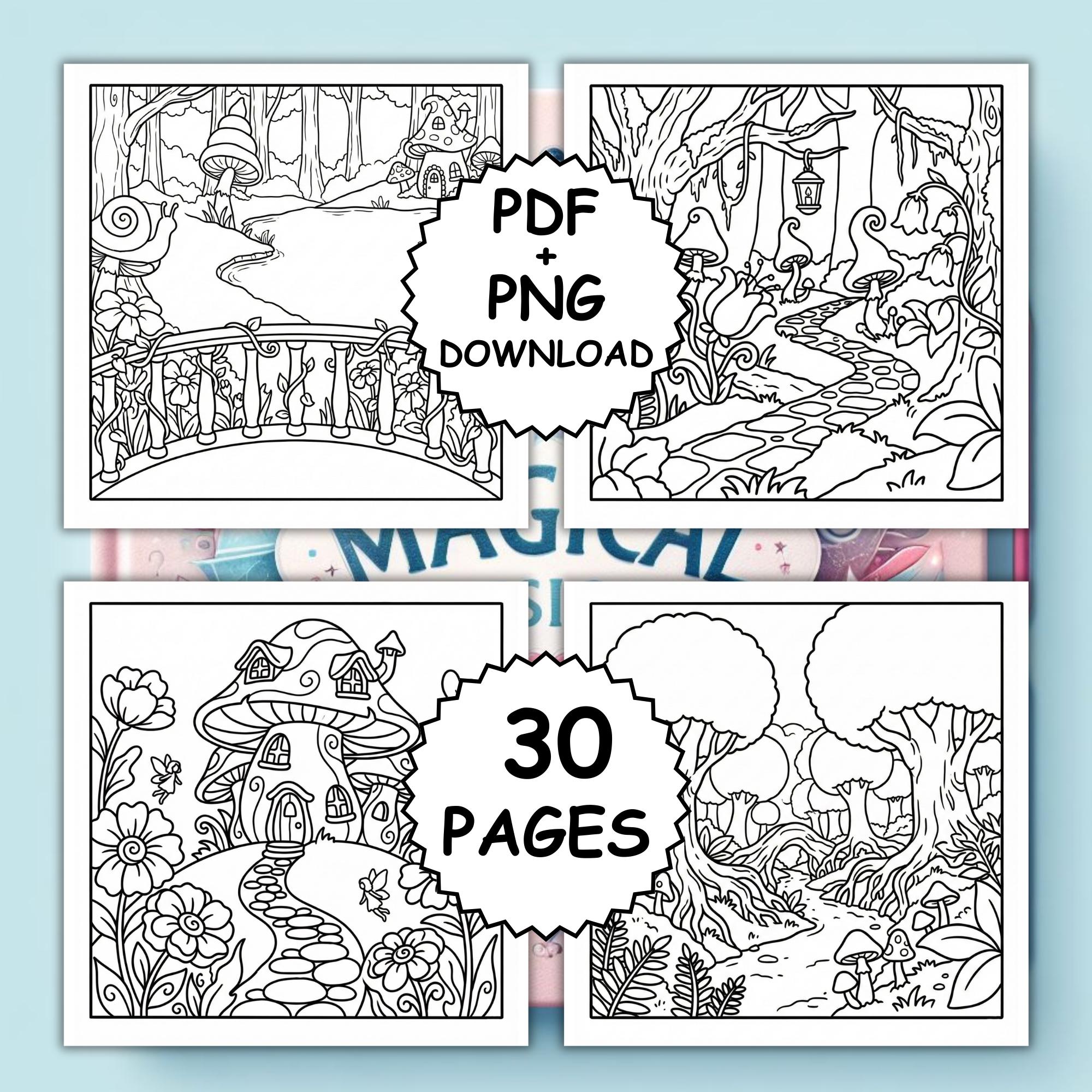 Enchanted Forest Coloring Book – 30 Bold and Easy Cute Fantasy Pages ...