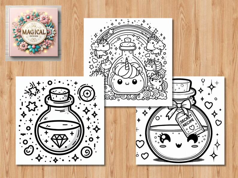 Bold and Easy Coloring Book, Cute Magic Potion Jar Coloring Pages ...
