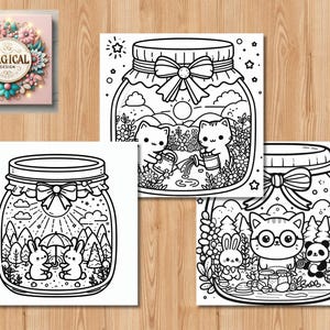 Bold and Easy Coloring Pages, Cute Kawaii Jar Forest Life Coloring Book ...