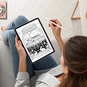 Bold and Easy Coloring Pages, Cute Kawaii Forest Jar Coloring Book ...