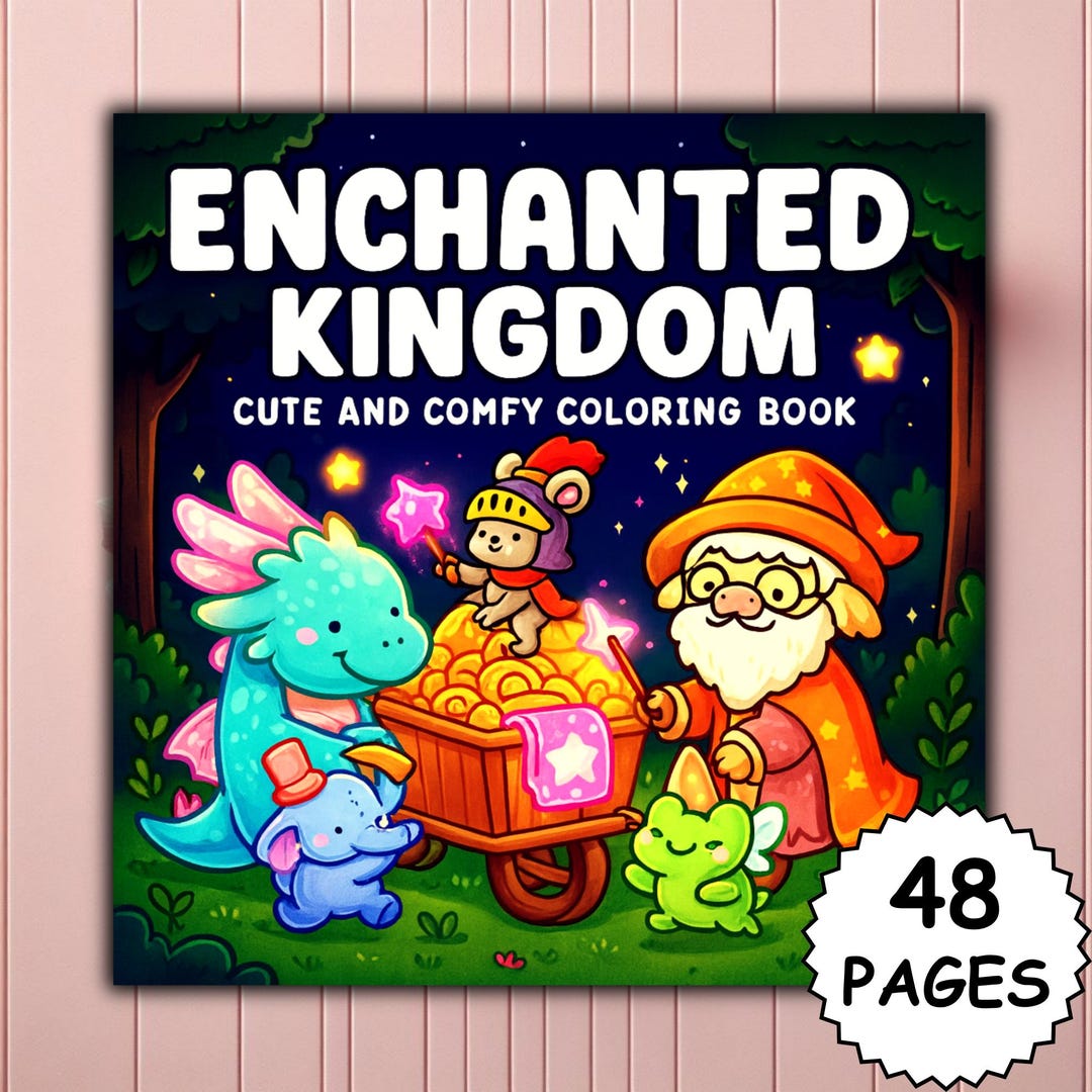 Enchanted Kingdom Coloring Book PDF & PNG Bold and Easy Cute Pages ...