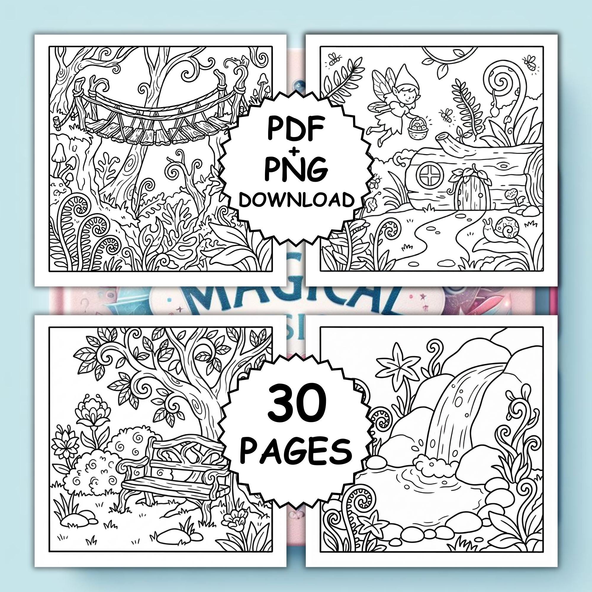 Enchanted Forest Coloring Book – 30 Bold and Easy Cute Fantasy Pages ...