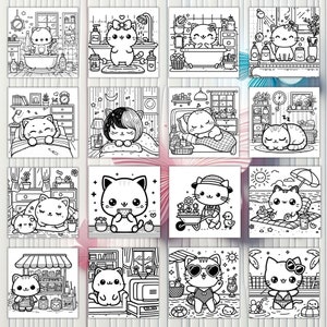 70 Kawaii Cat Routines Coloring Pages, Kawaii Coloring Book, Kawaii ...
