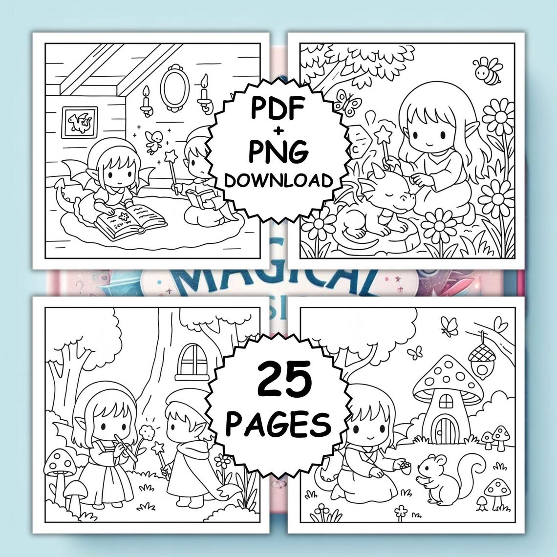 Fairy Magic Coloring Book • 25 Bold and Easy Pages With Cute Fairies ...