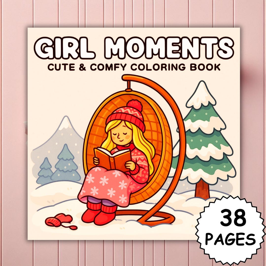 Girl Moments Coloring Book • 38 Cozy Bold and Easy Pages of Cute Girls ...