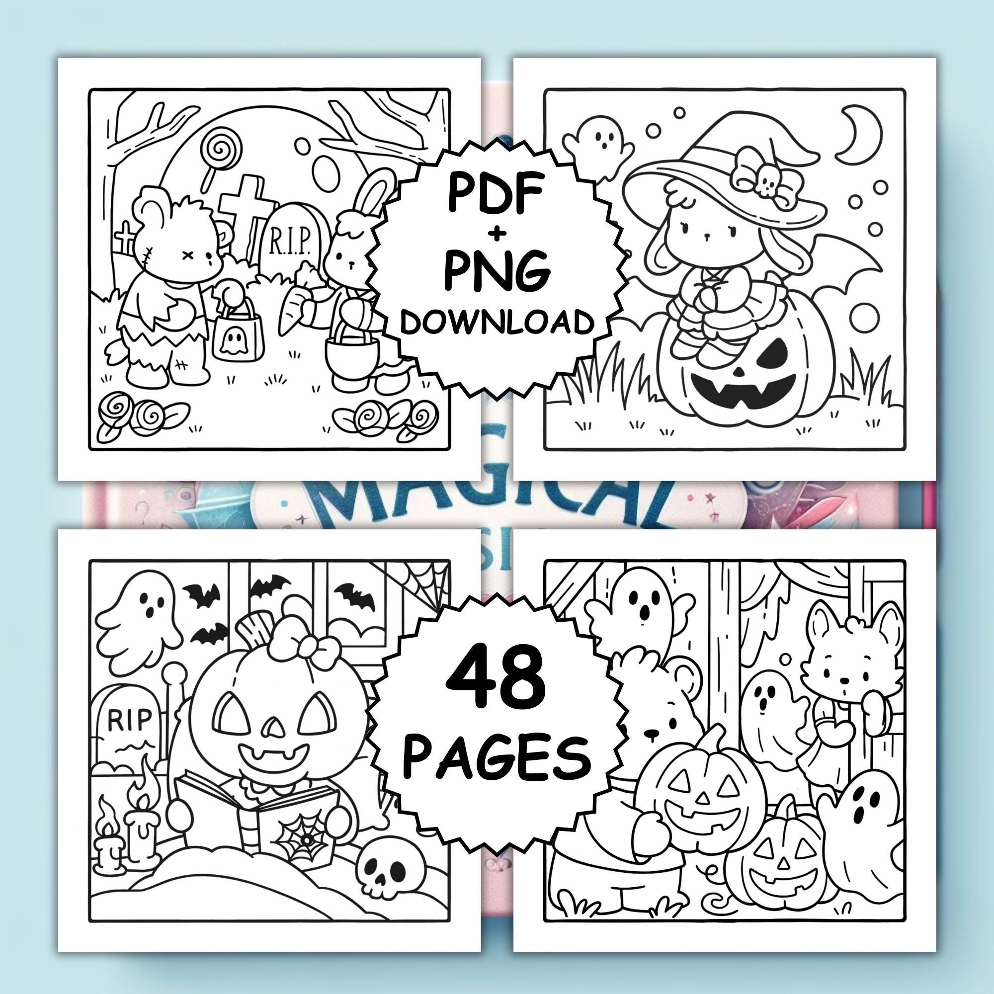 Spooky Friends Bold and Easy Coloring Pages for Adults and Kids | Cute ...