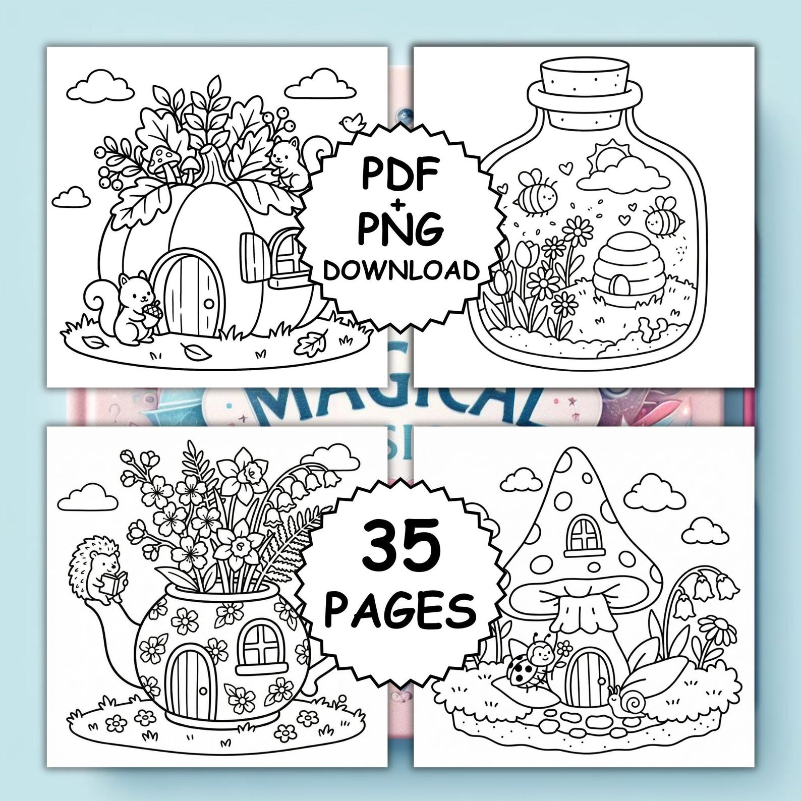 Cozy Spring Corner Coloring Book – 35 Bold and Easy Cute Cozy Pages ...