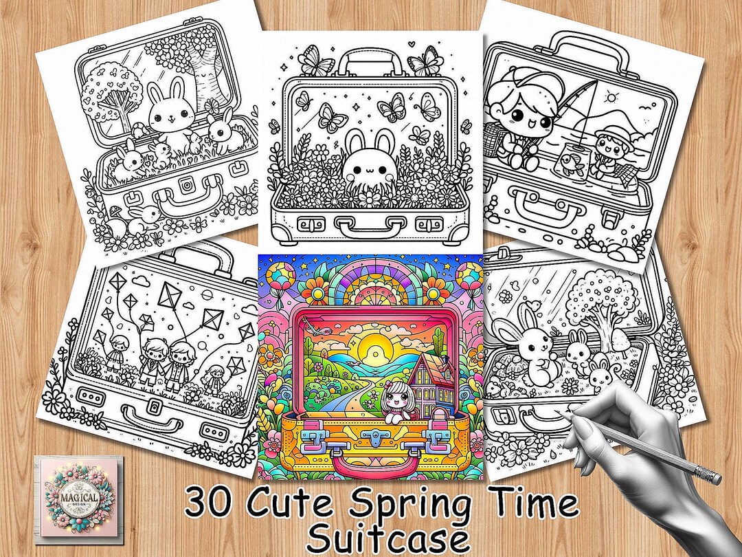 Bold and Easy Coloring Pages, Cozy Kawaii Spring Coloring Book, Cute ...