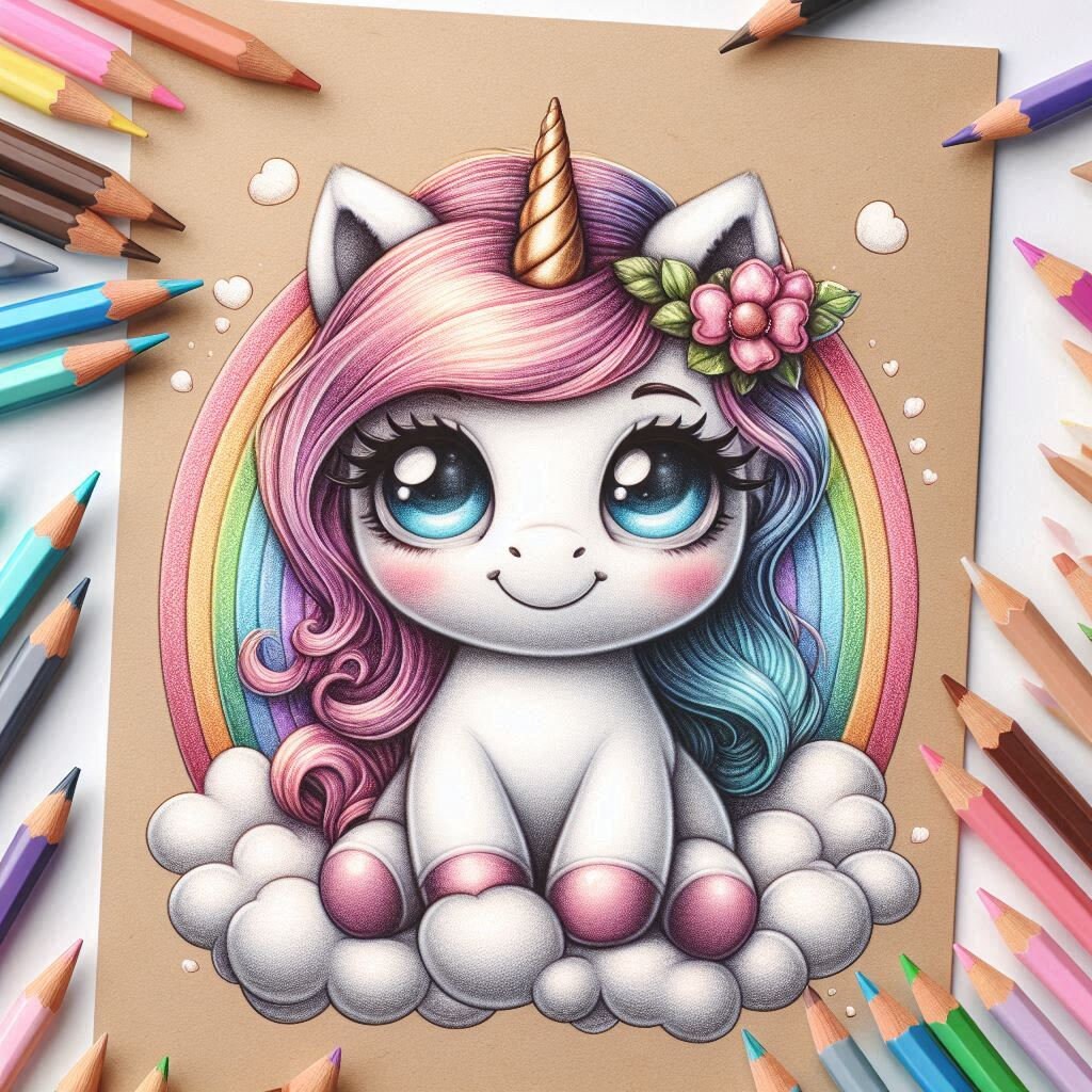 25 Modern Kawaii Cute Unicorn Coloring Pages Baby Unicorn Coloring Book ...