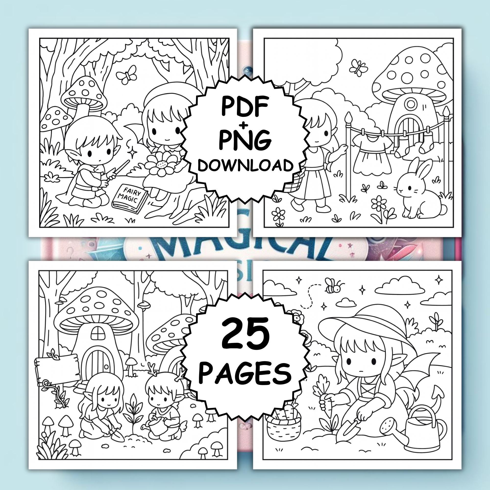 Fairy Magic Coloring Book • 25 Bold and Easy Pages With Cute Fairies ...