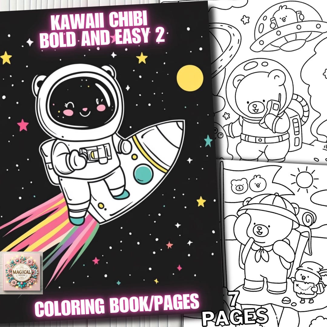 7 Bold and Easy 2 Coloring Pages, Bold and Easy Coloring Book, Chibi ...