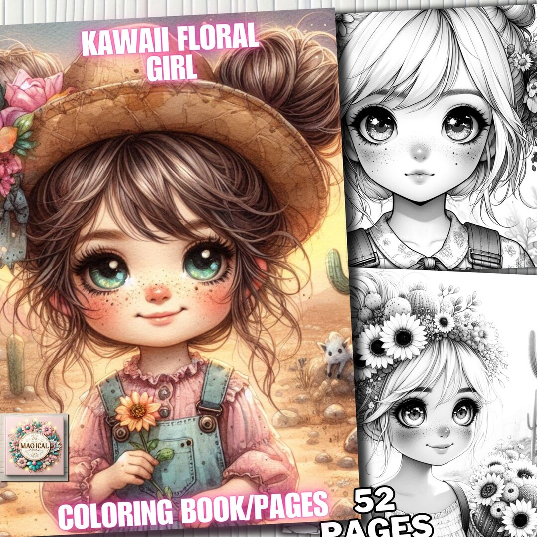52 Modern Kawaii Floral Girl Coloring Pages, Anime Flower Girl Coloring ...