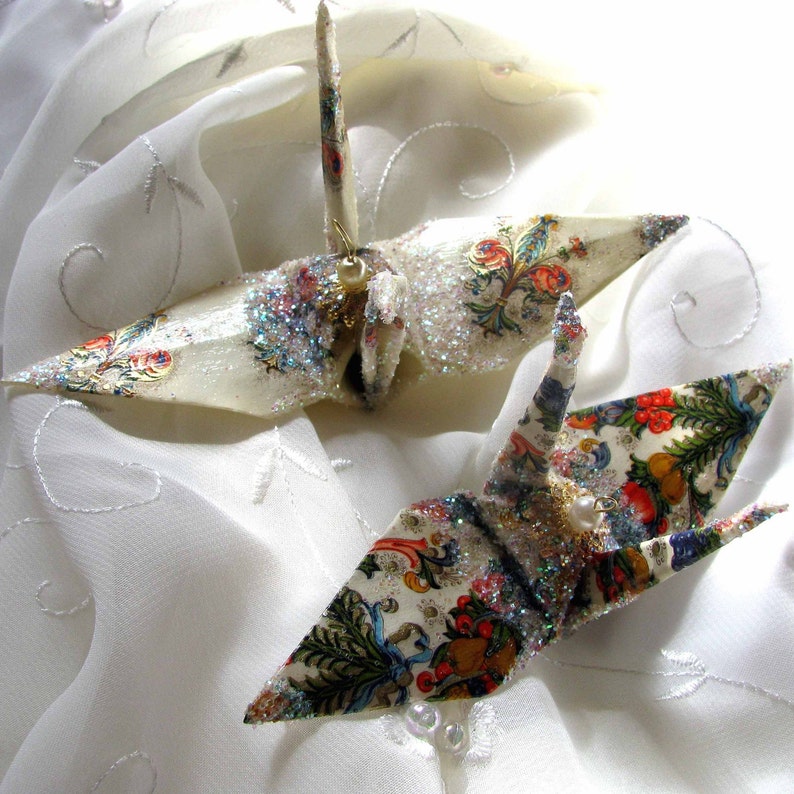 Cornucopia Peace Crane Christmas Ornament Wedding Cake Topper | Etsy