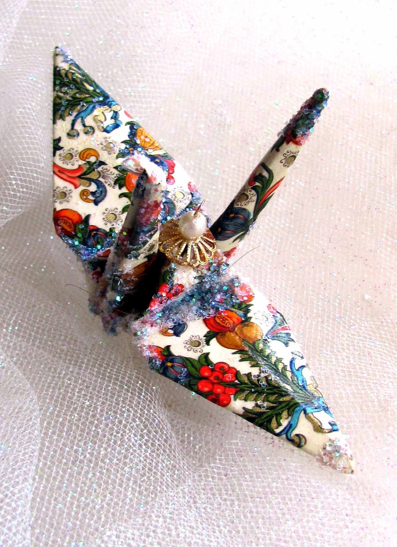 Cornucopia Peace Crane Christmas Ornament Wedding Cake Topper | Etsy