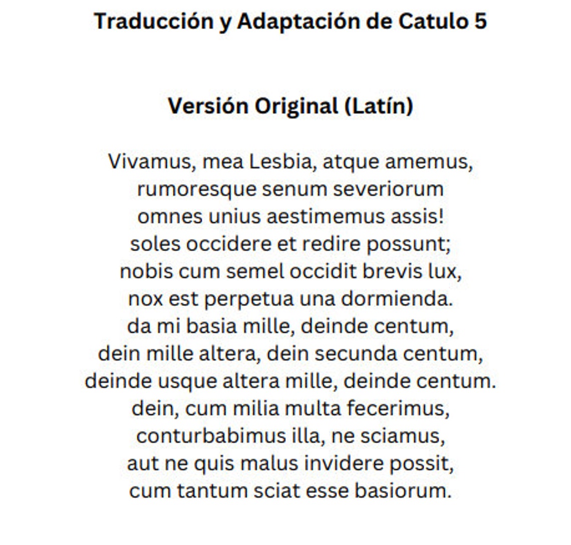 Amor Y Pasion. Como Interpretar Poesia. Poema Romano Antiguo De Catulo ...