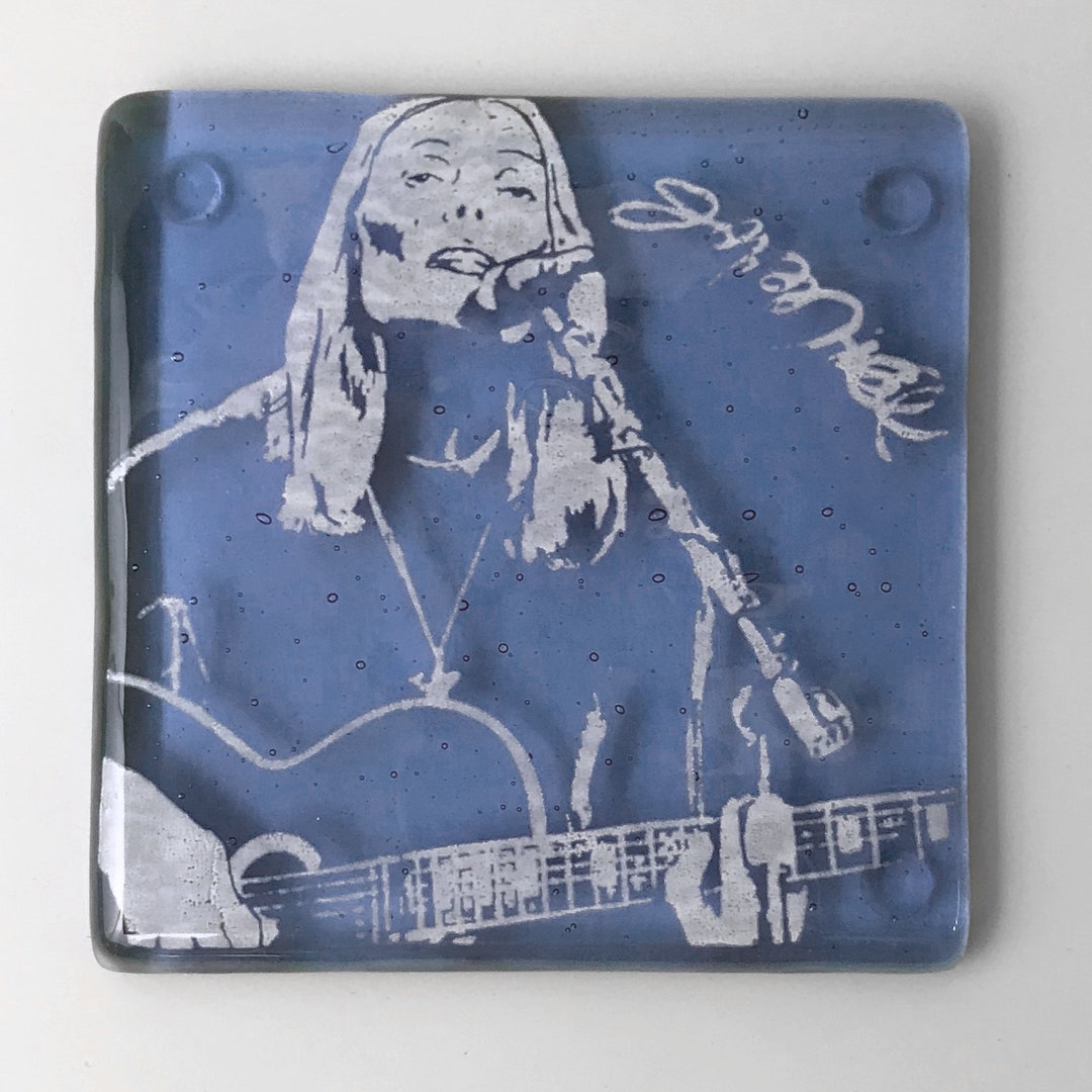 Joni Folk Star Handmade Fused Glass Coaster, 60's Folk Singer - Etsy