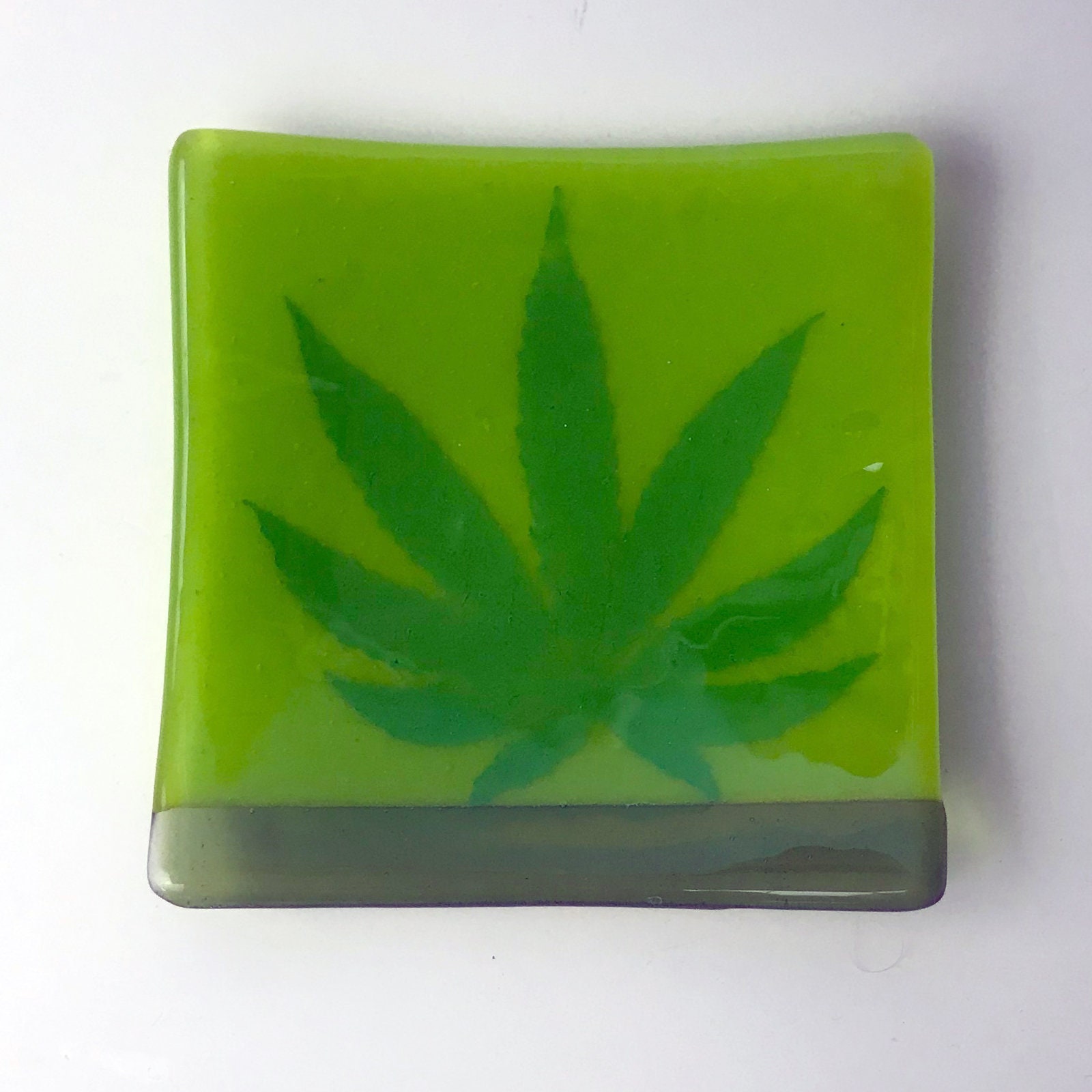Pot Leaf Fused Glass Catch All Dish, Coins and Keys Dish - Etsy