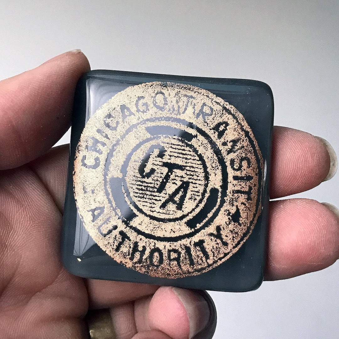 Chicago CTA Token Glass Magnet, CTA Token Magnet, Gray Glass ...