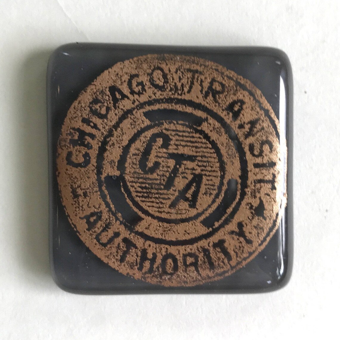 Chicago CTA Token Glass Magnet CTA Token Magnet Gray Glass - Etsy