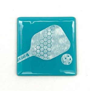 Pickleball Handmade Handmade Fused Glass 4" Single Coaster - Etsy