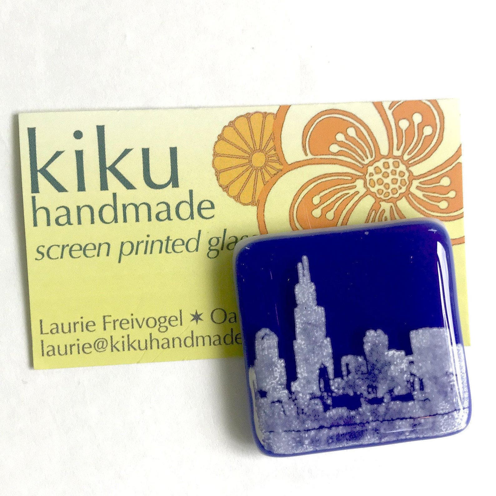 Chicago Skyline Magnet Cityscape Magnet Cobalt Blue Glass | Etsy