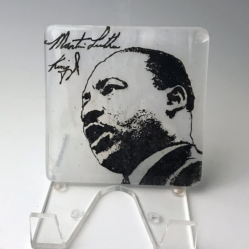 Martin Luther King Jr. Fused Glass Coaster Civil Rights | Etsy