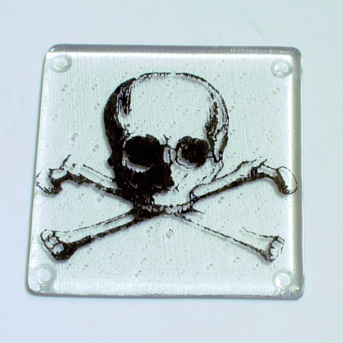 Skull Fused Glass Coaster Skull and Crossbones Tattoo - Etsy