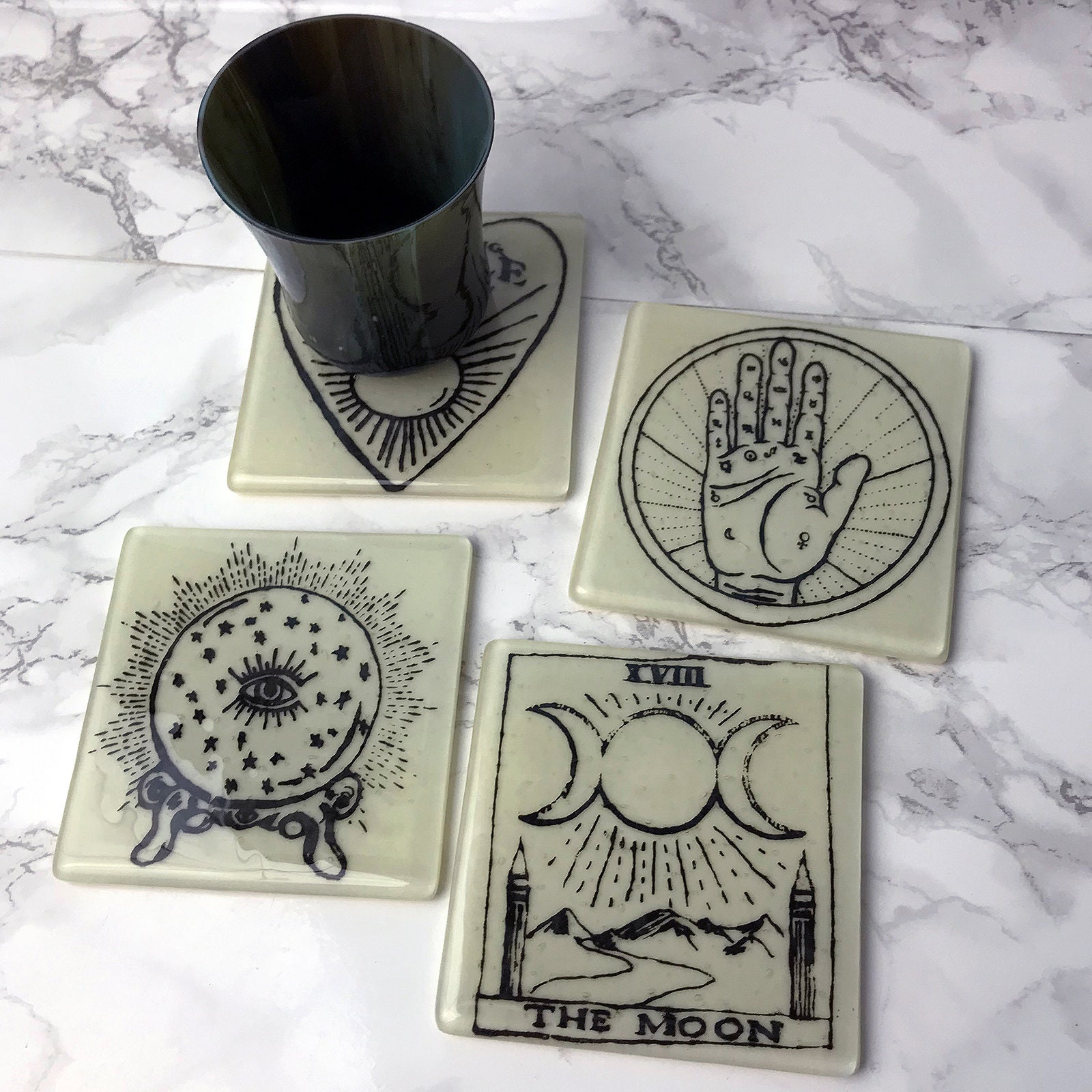 Witchy Fused Glass Coaster 4-pack Witchy Coasters conjunto - Etsy México