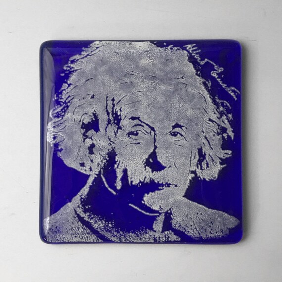 Albert Einstein Fused Glass Coaster Genius Coasters Icon | Etsy