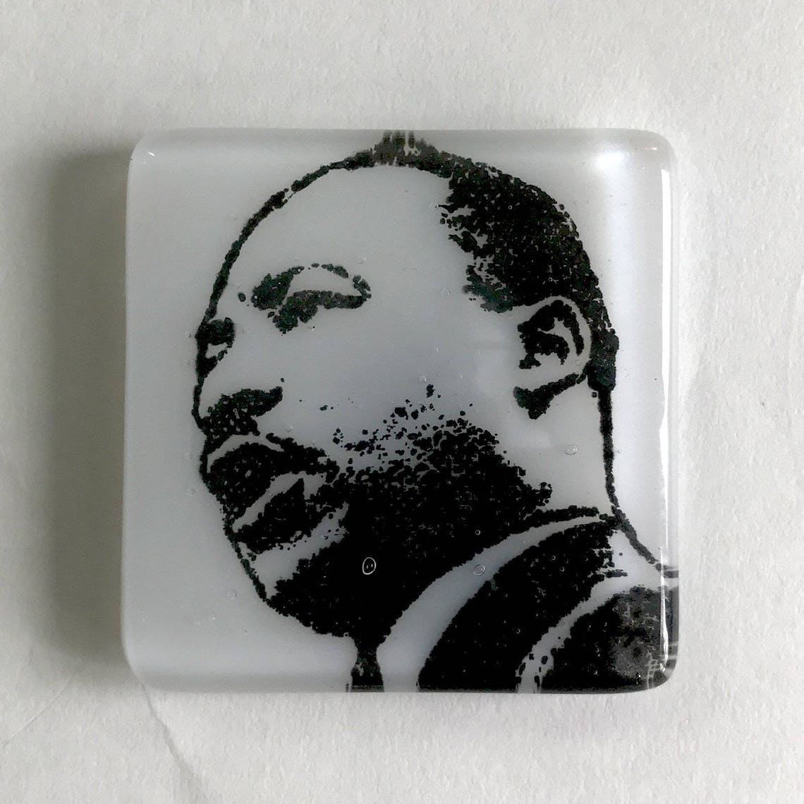 Martin Luther King Magnet MLK Fused Glass Magnet White Glass - Etsy