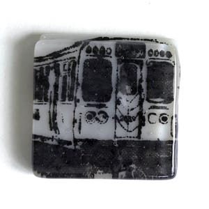 Chicago CTA Glass Magnet, El Train Magnet, Light Gray Glass ...