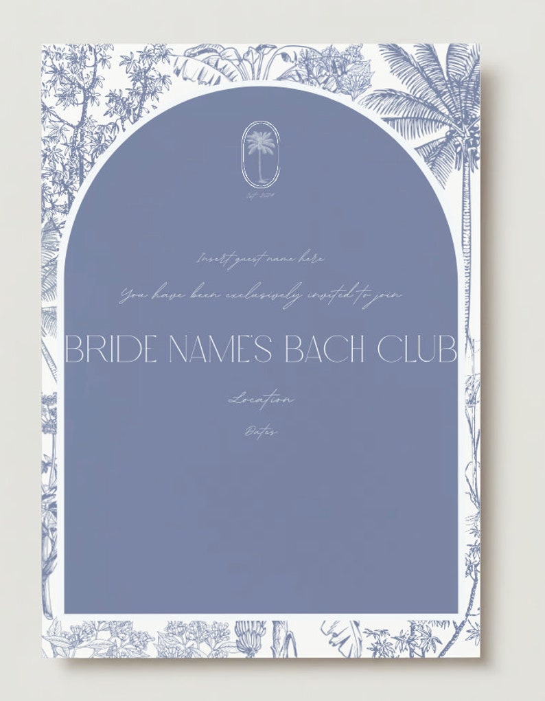 Palm Tree Bach Club - Coastal Bachelorette Party Invite - Etsy