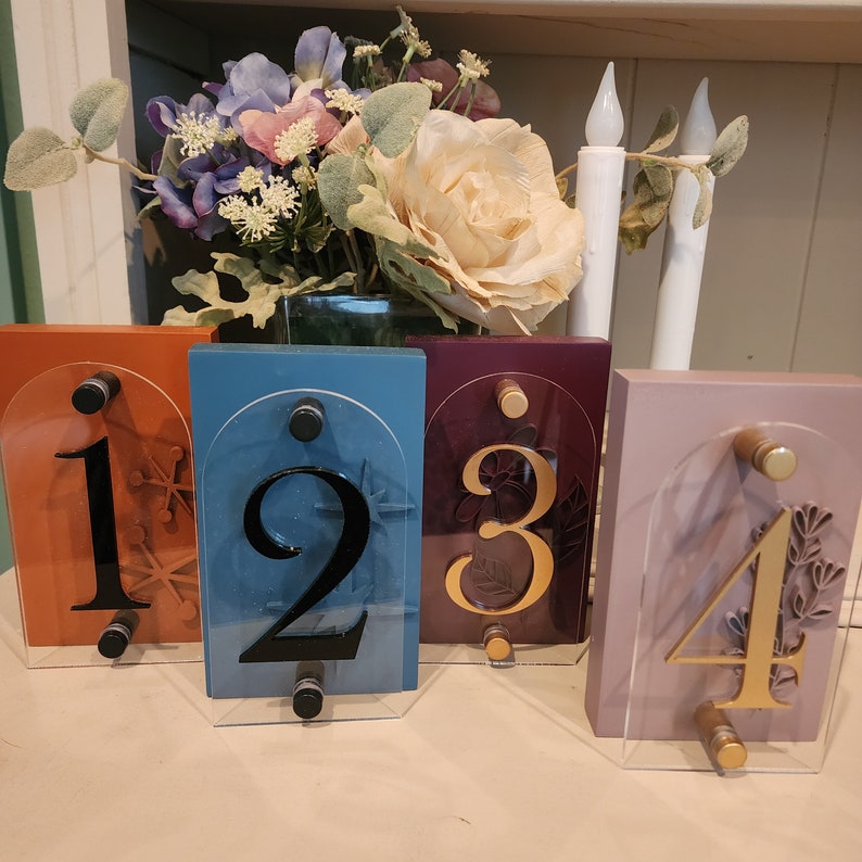 DIY KIT Wood and Acrylic Table Numbers With Standoffs. - Etsy