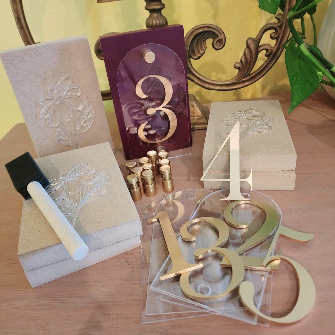 DIY KIT Wood and Acrylic Table Numbers With Standoffs. - Etsy