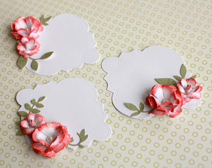 Handmade Rose Journaling Tag Embellishment for Cards or Scrabook Set of ...