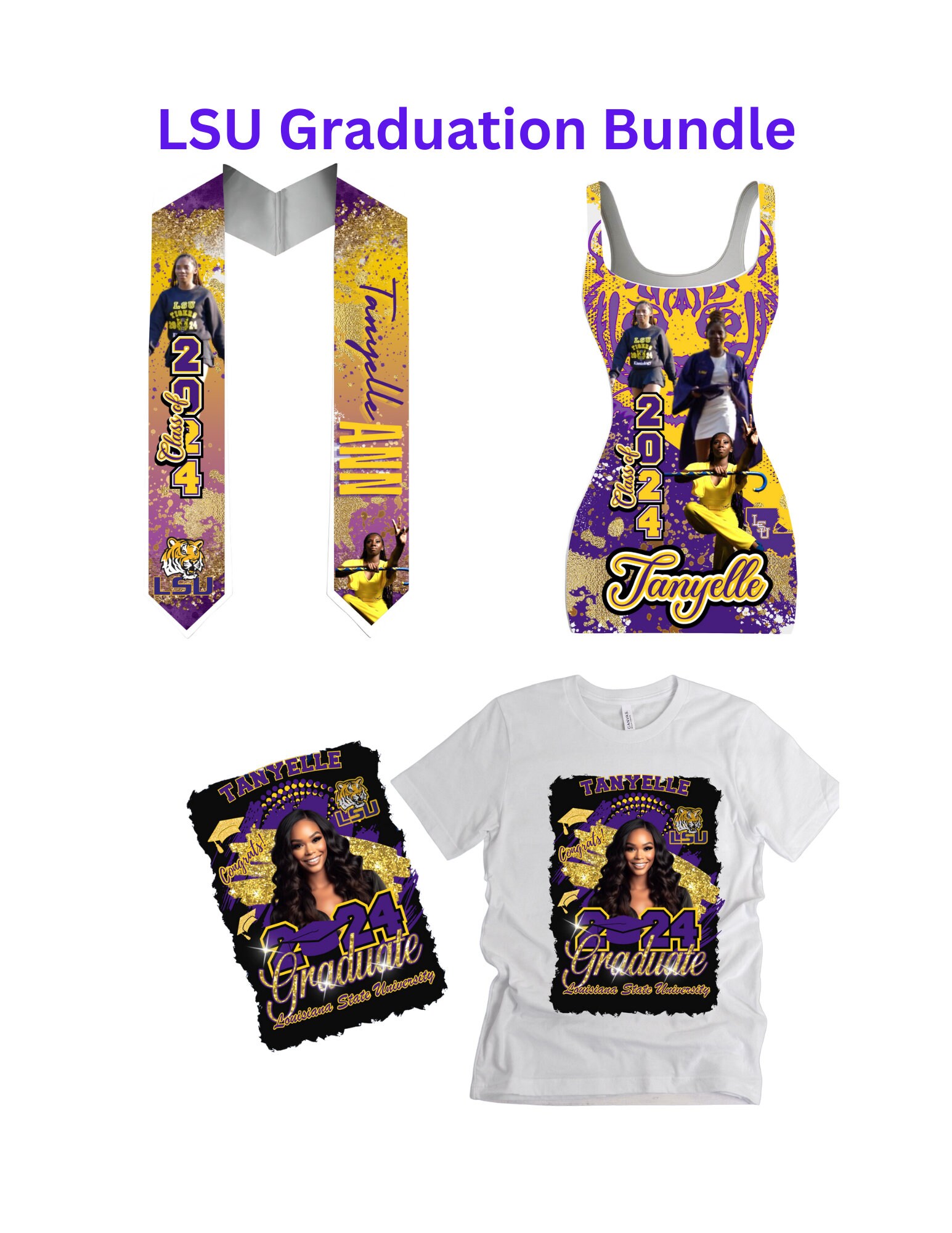 Editable Canva LSU Graduation Fan, 2024 LSU Grad Fan Can Be Edited to ...