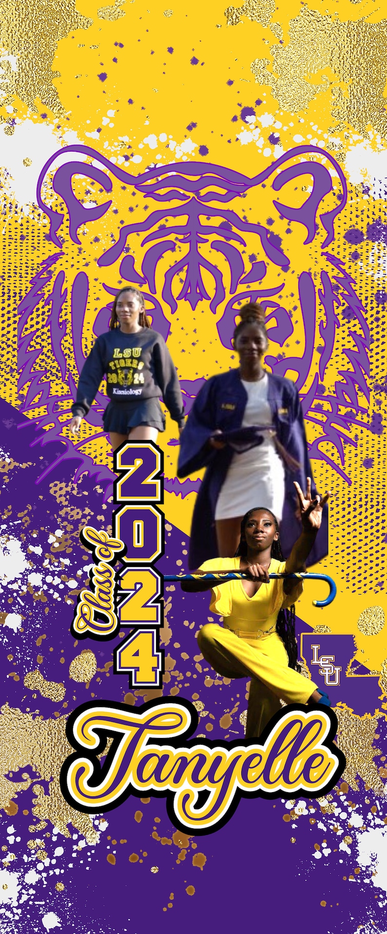 Canva LSU Editable Allover Graduation Dress Design, Great for ...