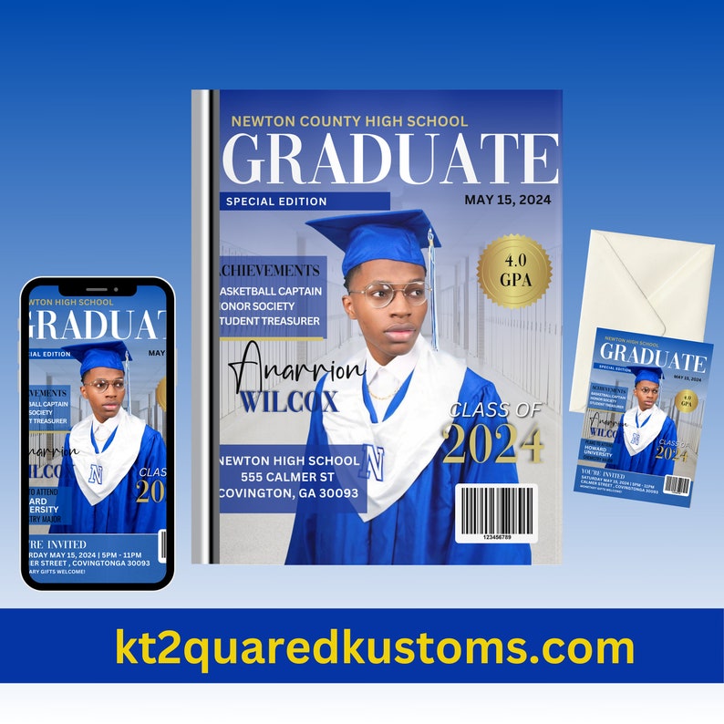 Canva Editable Graduation Invitation Template - Etsy