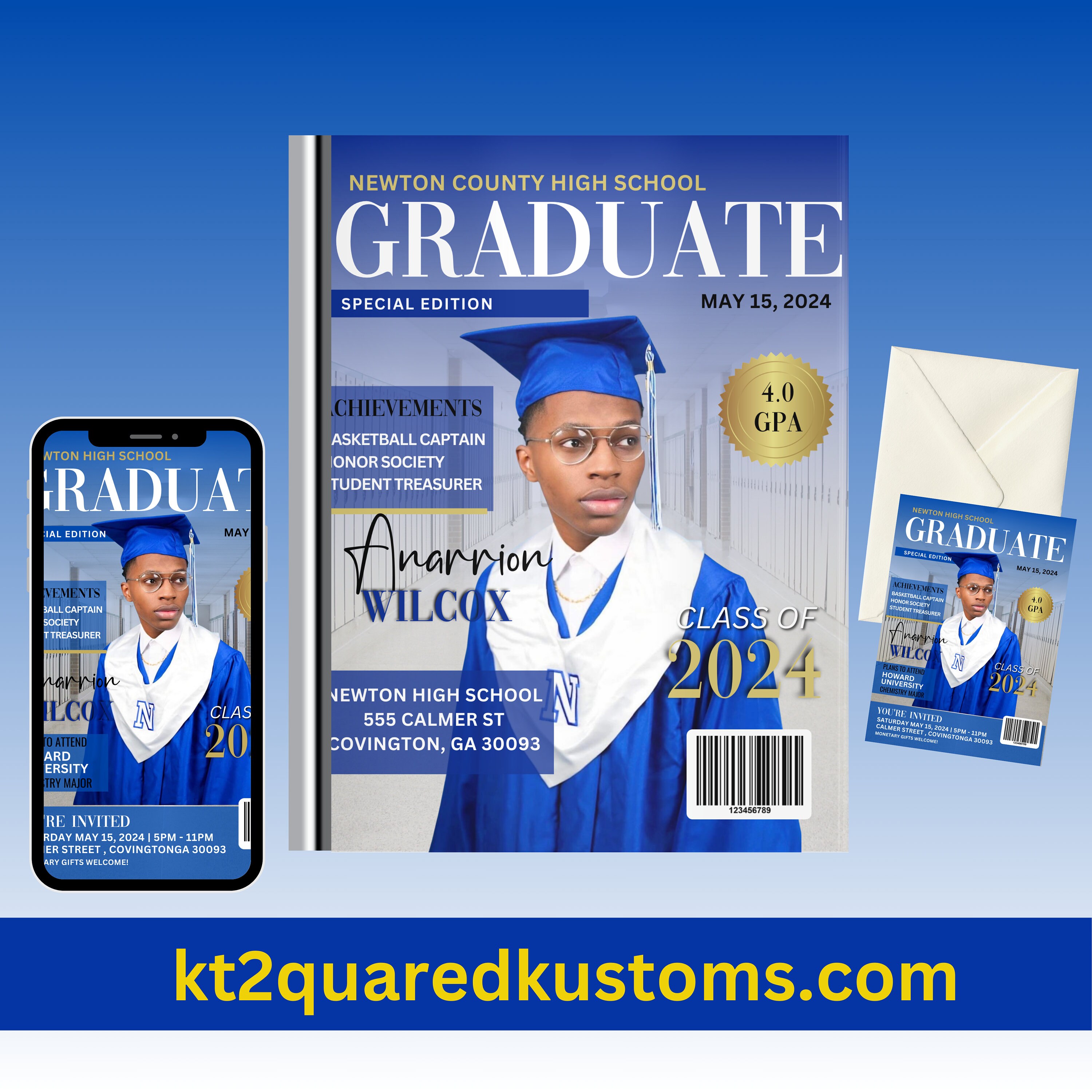 Canva Editable Graduation Invitation Template - Etsy