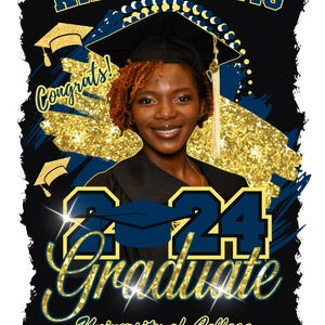 Editable Navy Blue and Gold Graduation Design. Great for Sublimation ...