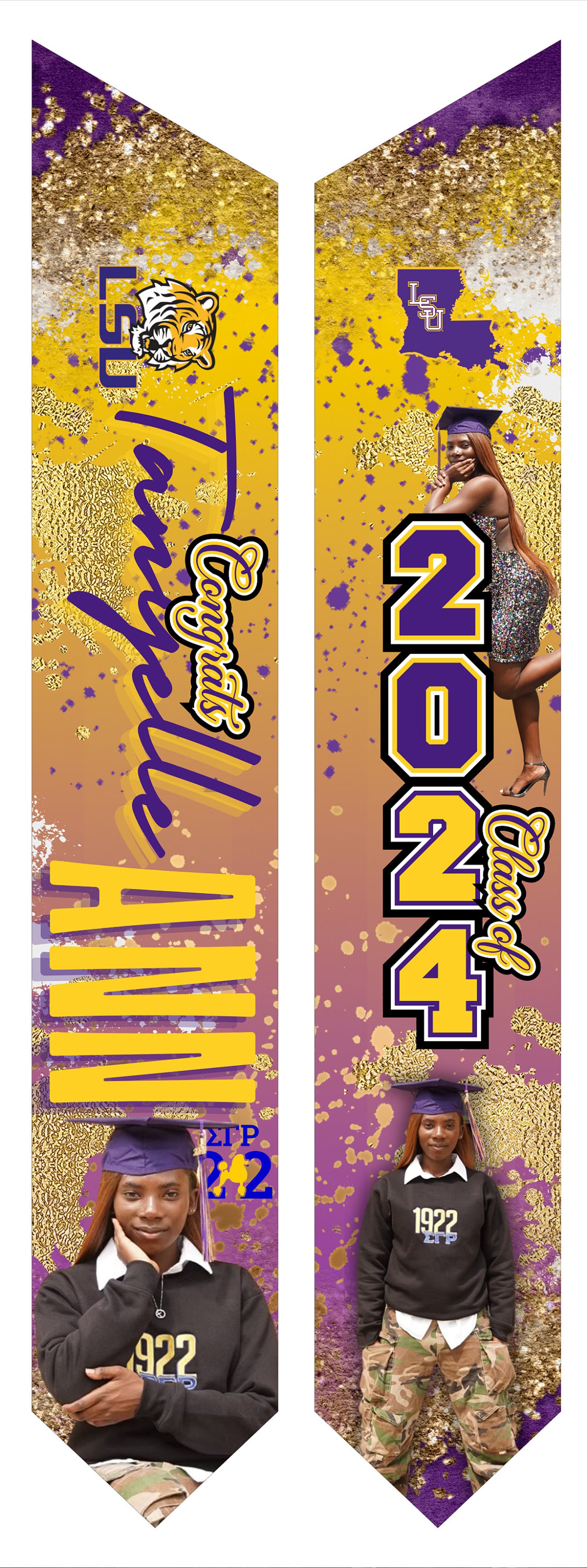 Editable Canva LSU Graduation Fan, 2024 LSU Grad Fan Can Be Edited to ...